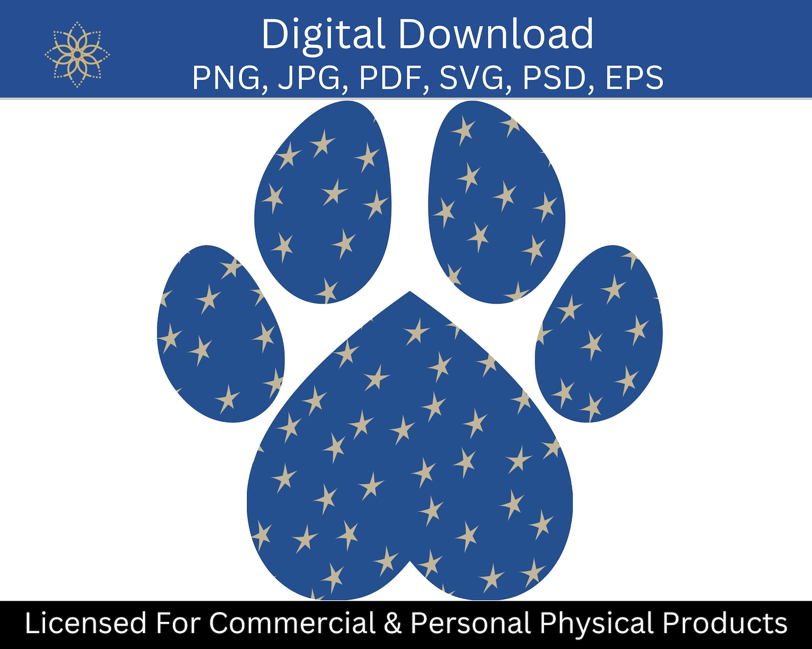 Stars Paw Prints SVG PNG JPG Bundle, Dog Paw Prints Clipart, Cricut Svg ...