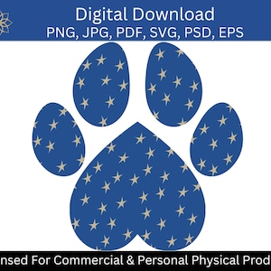 Stars Paw Prints SVG PNG JPG Bundle, Dog Paw Prints Clipart, Cricut Svg ...
