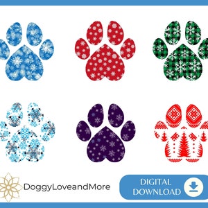 Winter Snowflake Dog Paw Prints SVG PNG JPG Digital Bundle Dog Mom Svg ...