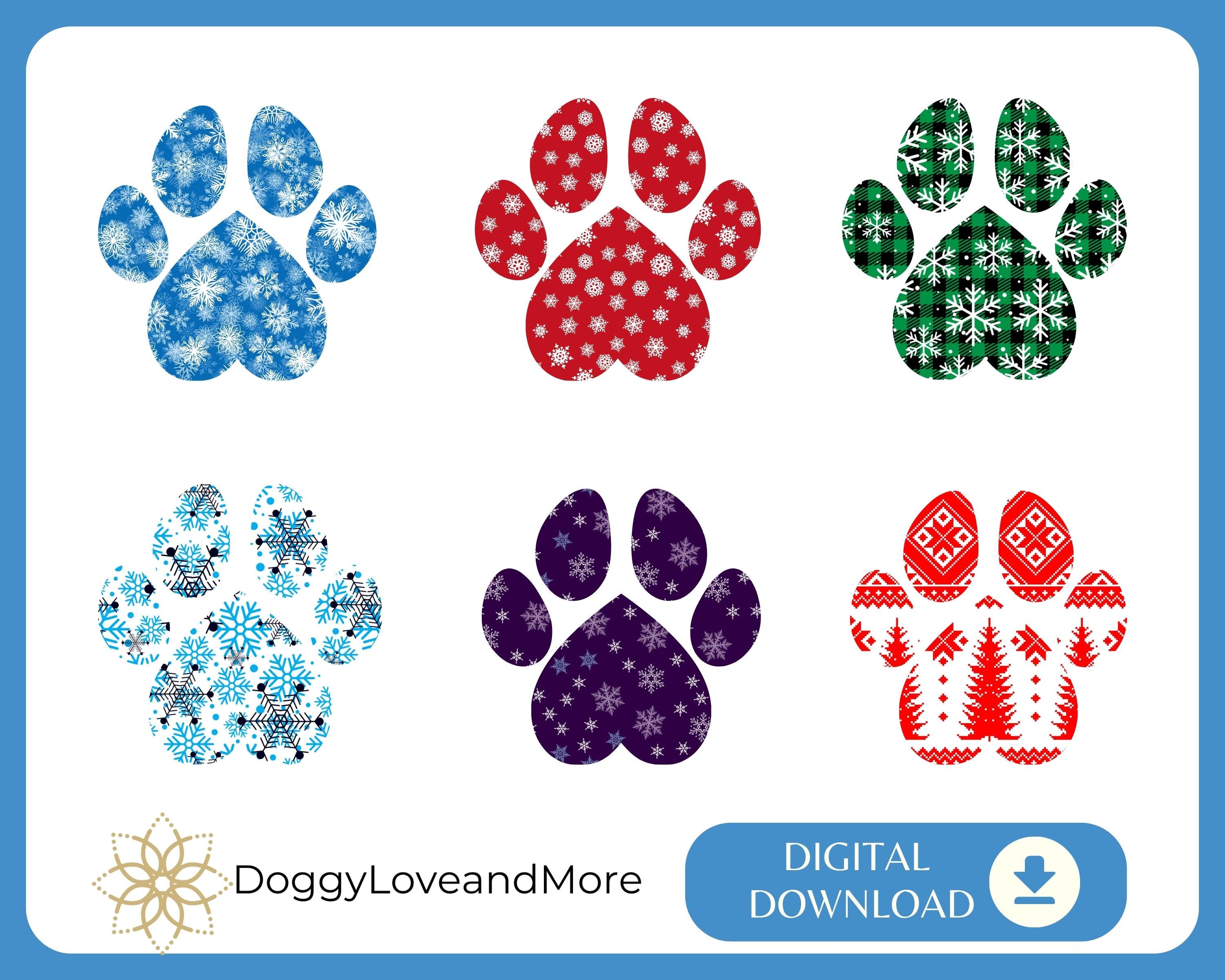Winter Snowflake Dog Paw Prints SVG PNG JPG Digital Bundle Dog Mom Svg ...