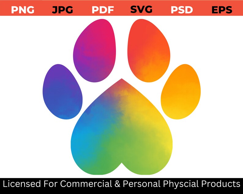 Rainbow Paw Prints Clipart: Dog Mom SVG Bundle (digital Download) - Etsy