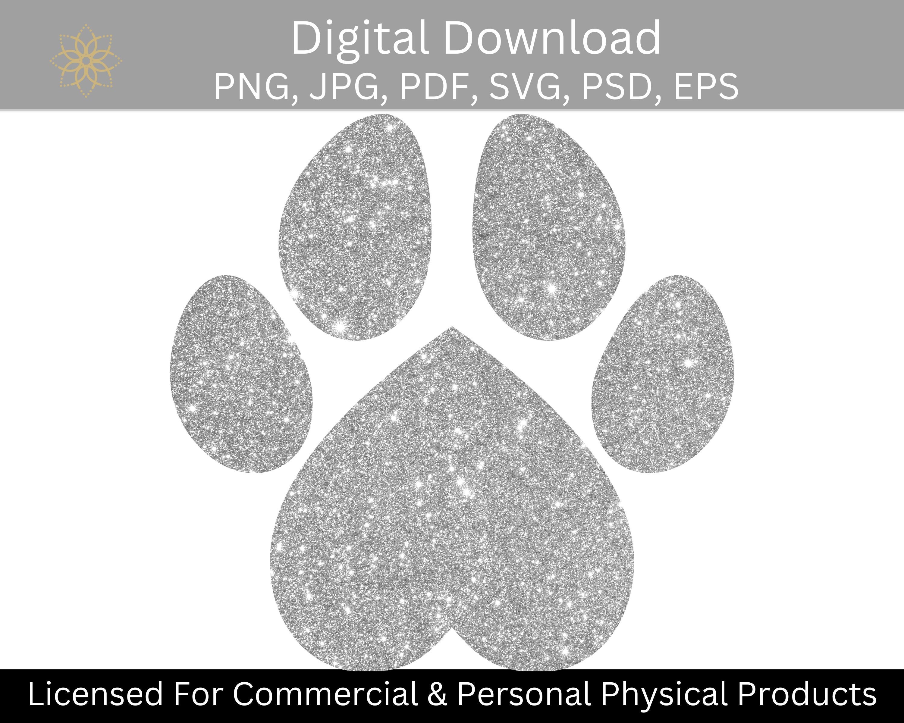 Glitter Paw Prints SVG PNG JPG Bundle, Sparkle Paw Prints Clipart ...