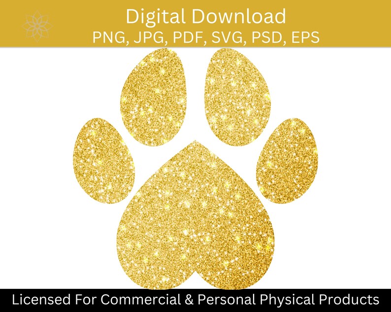 Glitter Paw Prints SVG PNG JPG Bundle, Sparkle Paw Prints Clipart ...