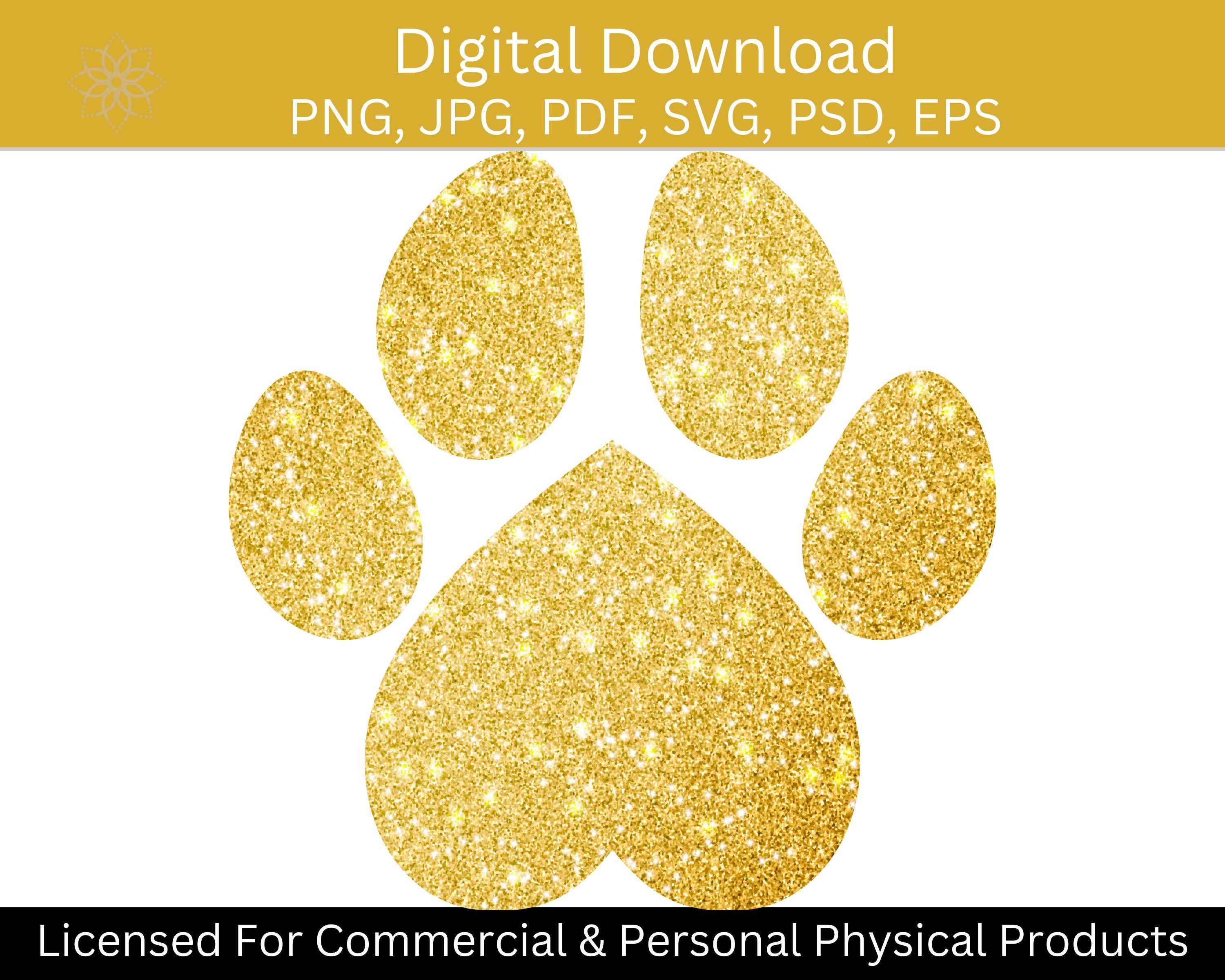 Glitter Paw Prints SVG PNG JPG Bundle, Sparkle Paw Prints Clipart ...