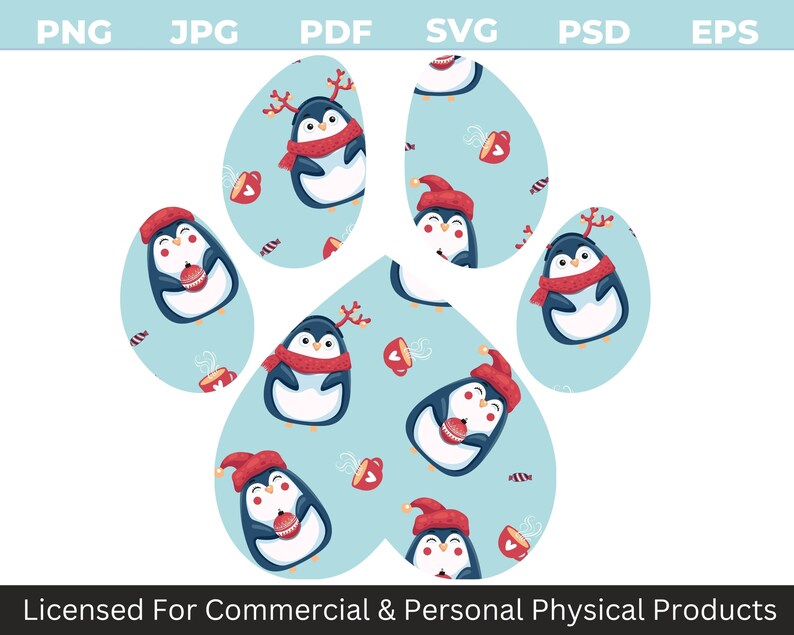 Winter Season Dog Paw Prints SVG PNG JPG Digital Bundle Dog Mom Svg Dog ...