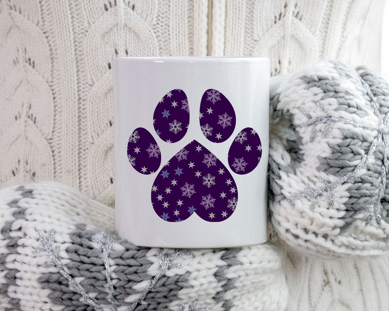 Winter Snowflake Dog Paw Prints SVG PNG JPG Digital Bundle Dog Mom Svg ...
