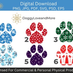 Winter Paw Prints SVG PNG JPG Bundle Snowflake Paw Prints - Etsy