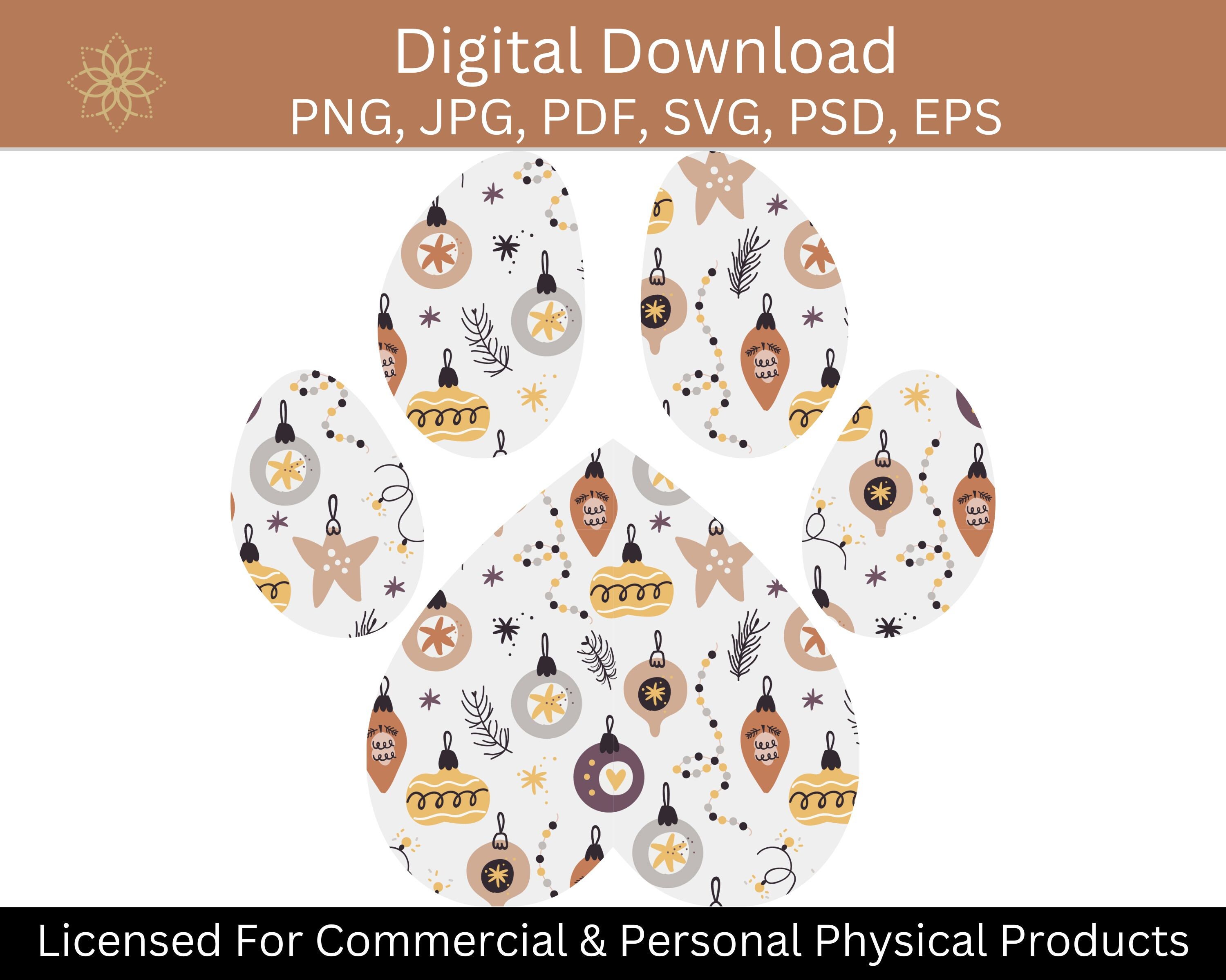 Christmas Paw Prints SVG PNG JPG Bundle, Holiday Paw Print Clipart ...