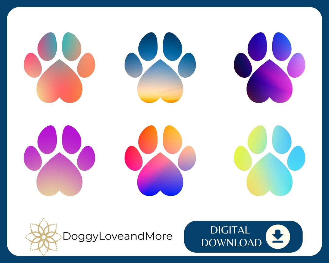 Gradient Dog Paw Prints SVG PNG JPG Digital Bundle Dog Mom Svg Dog Mom ...