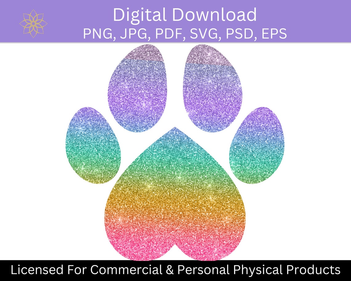 Glitter Paw Prints SVG PNG JPG Bundle Sparkle Paw Prints - Etsy