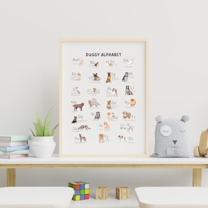 Doggy Alphabet PRINTABLE ART, Watercolor Dog Letters, Nursery Room ...