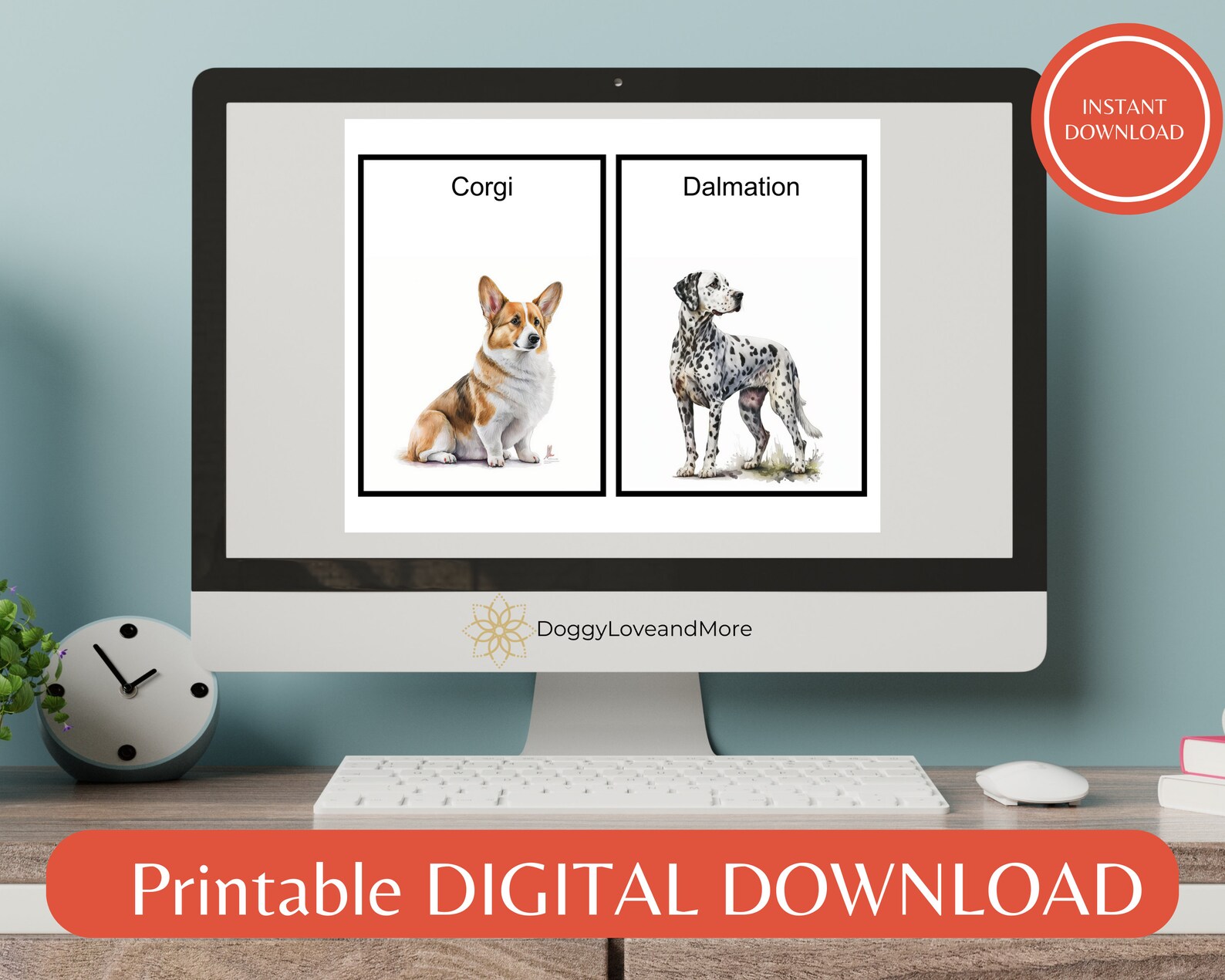 Dog Breeds Flash Cards Letters A to Z Clippable Flashcard Montessori 3 ...