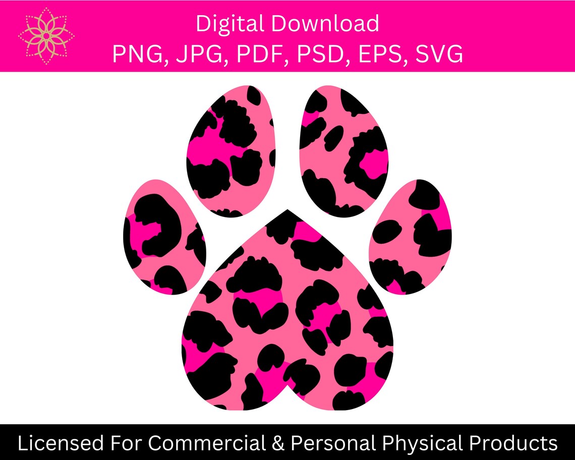 Leopard Paw Prints SVG PNG JPG Bundle, Cheetah Paw Prints Clipart ...