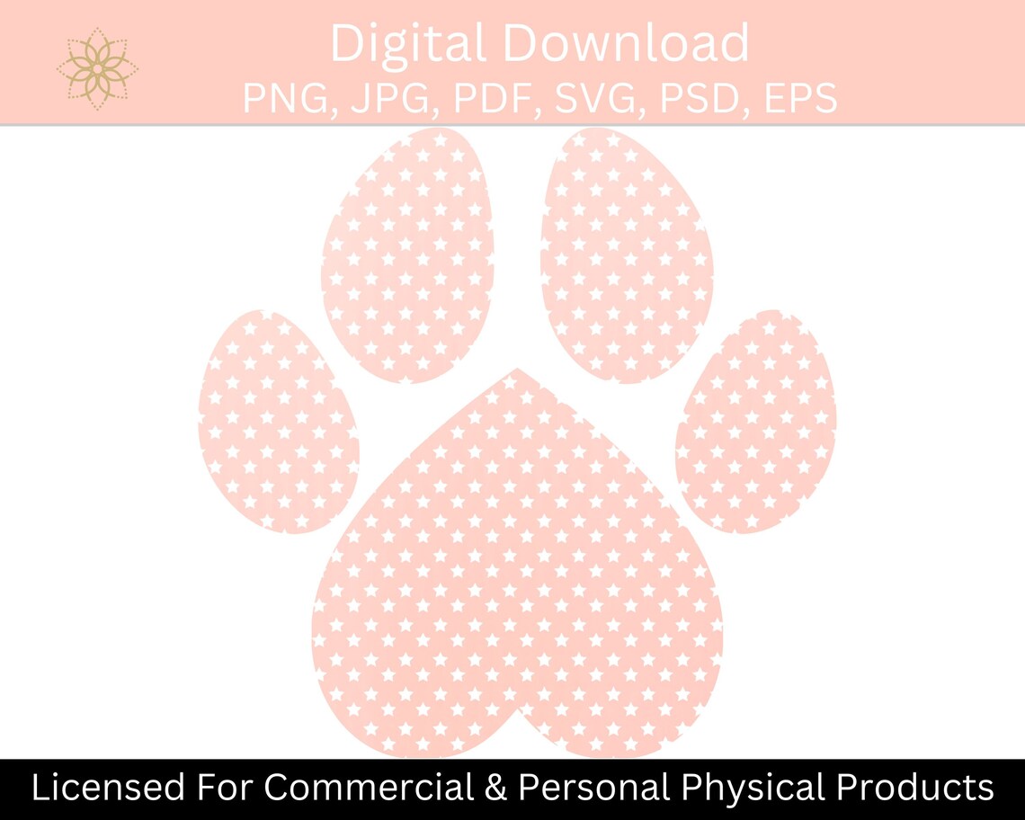 Stars Paw Prints SVG PNG JPG Bundle, Dog Paw Prints Clipart, Cricut Svg ...