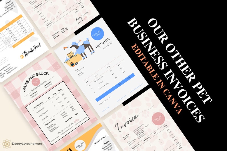 Plaid Pet Business Invoice Template: Editable Canva Design (digital ...