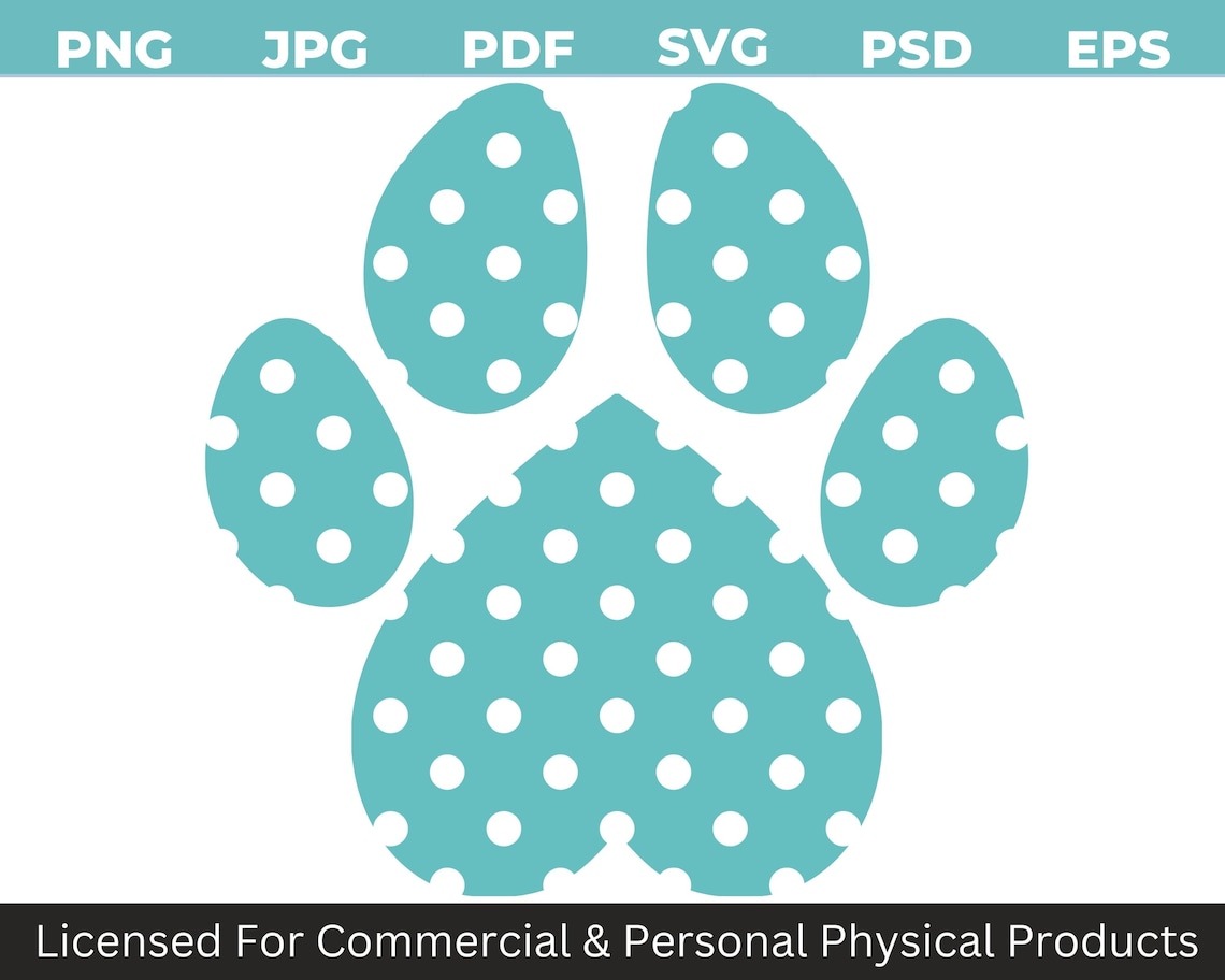Polka Dot Dog Paw Prints SVG PNG JPG Digital Bundle Dog Mom Svg Dog Mom ...