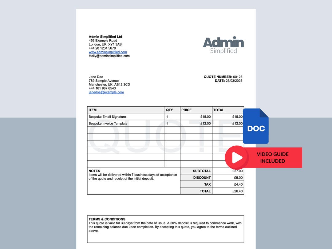Quotation & Order Estimate Form | Editable Price Quote Template for ...