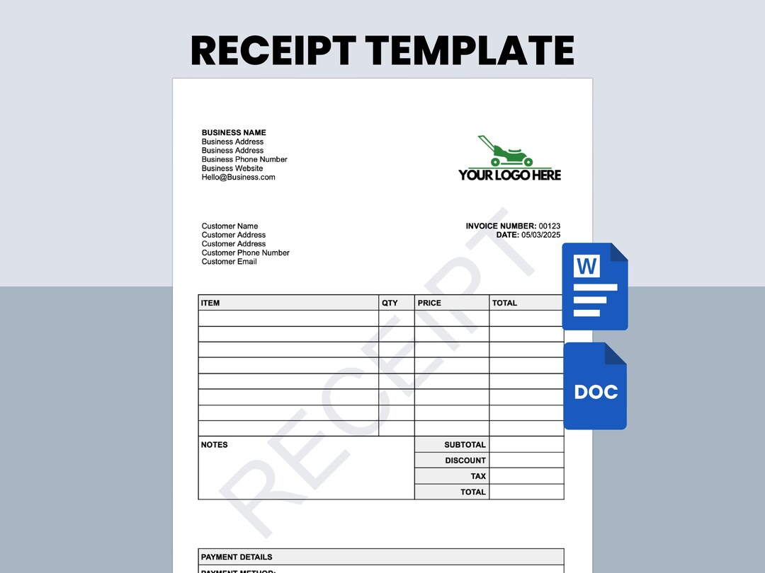 Receipt Template – Editable Sales, Payment and Service Receipt | Google ...