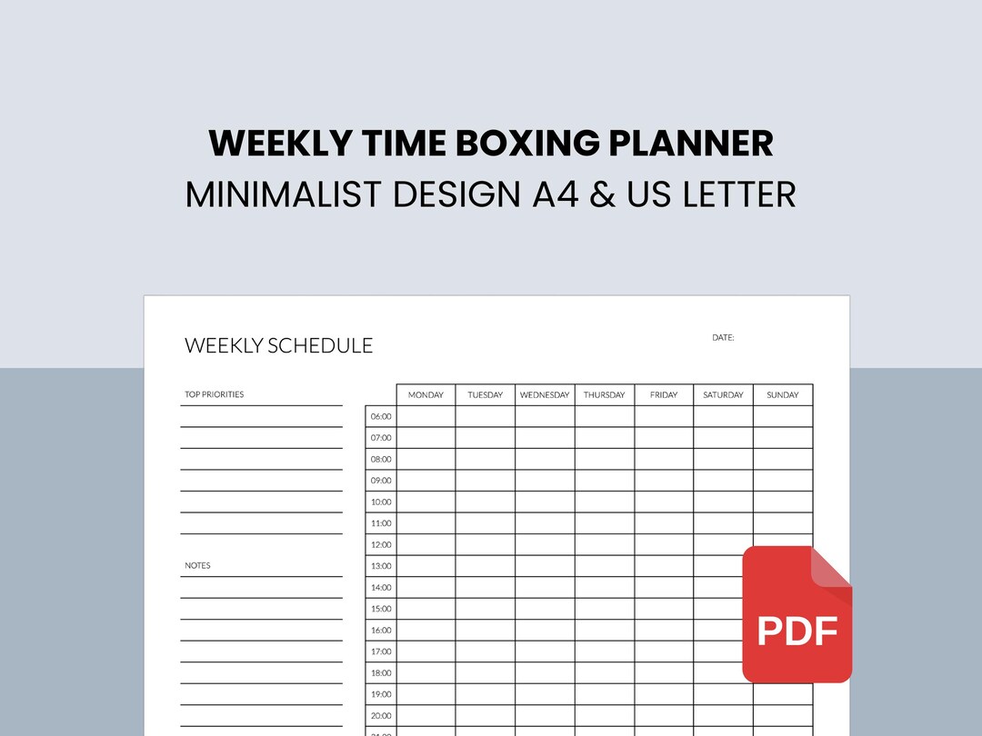 Time Boxing Planner | Timebox Template | Time Boxing PDF | Minimalist ...