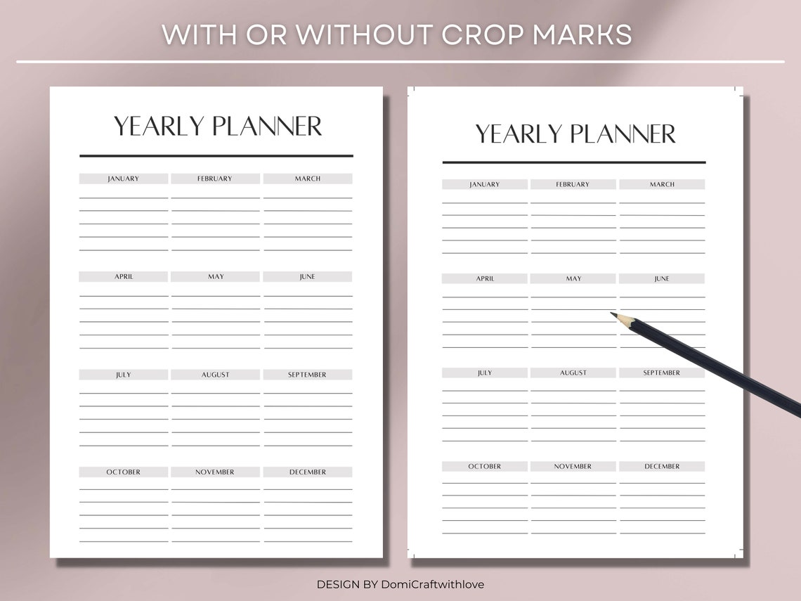 YEARLY PLANNER, Printable, Undated, Yearly Tasks, Yearly Organizer, 2 ...