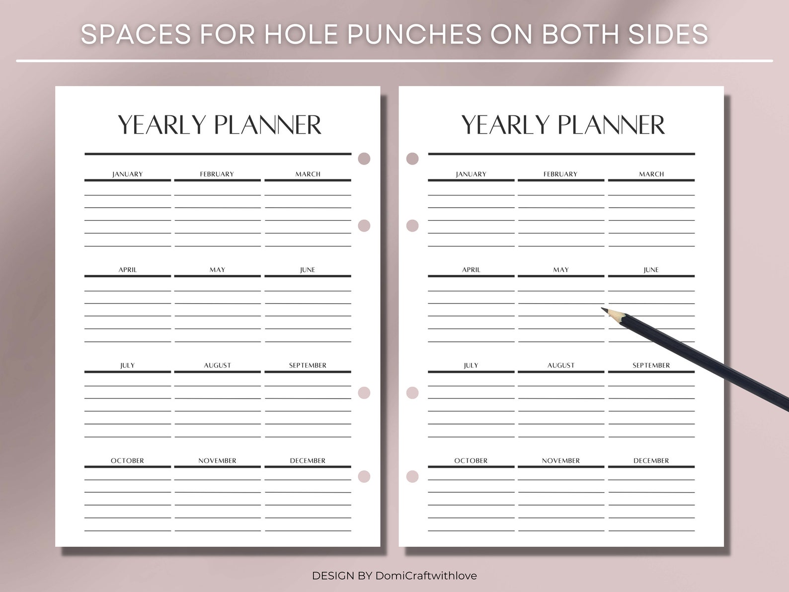 YEARLY PLANNER, Printable, Undated, Yearly Tasks, Yearly Organizer, 2 ...