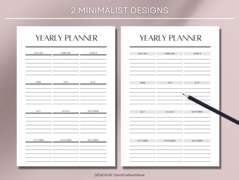 YEARLY PLANNER, Printable, Undated, Yearly Tasks, Yearly Organizer, 2 ...
