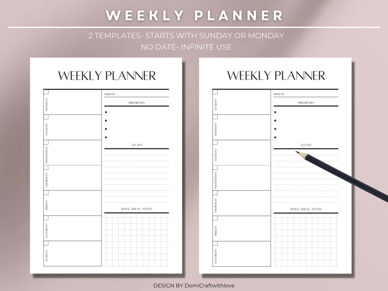 PLANNER BUNDLE Printable, Yearly, Monthly, Weekly, Daily Planners to Do ...