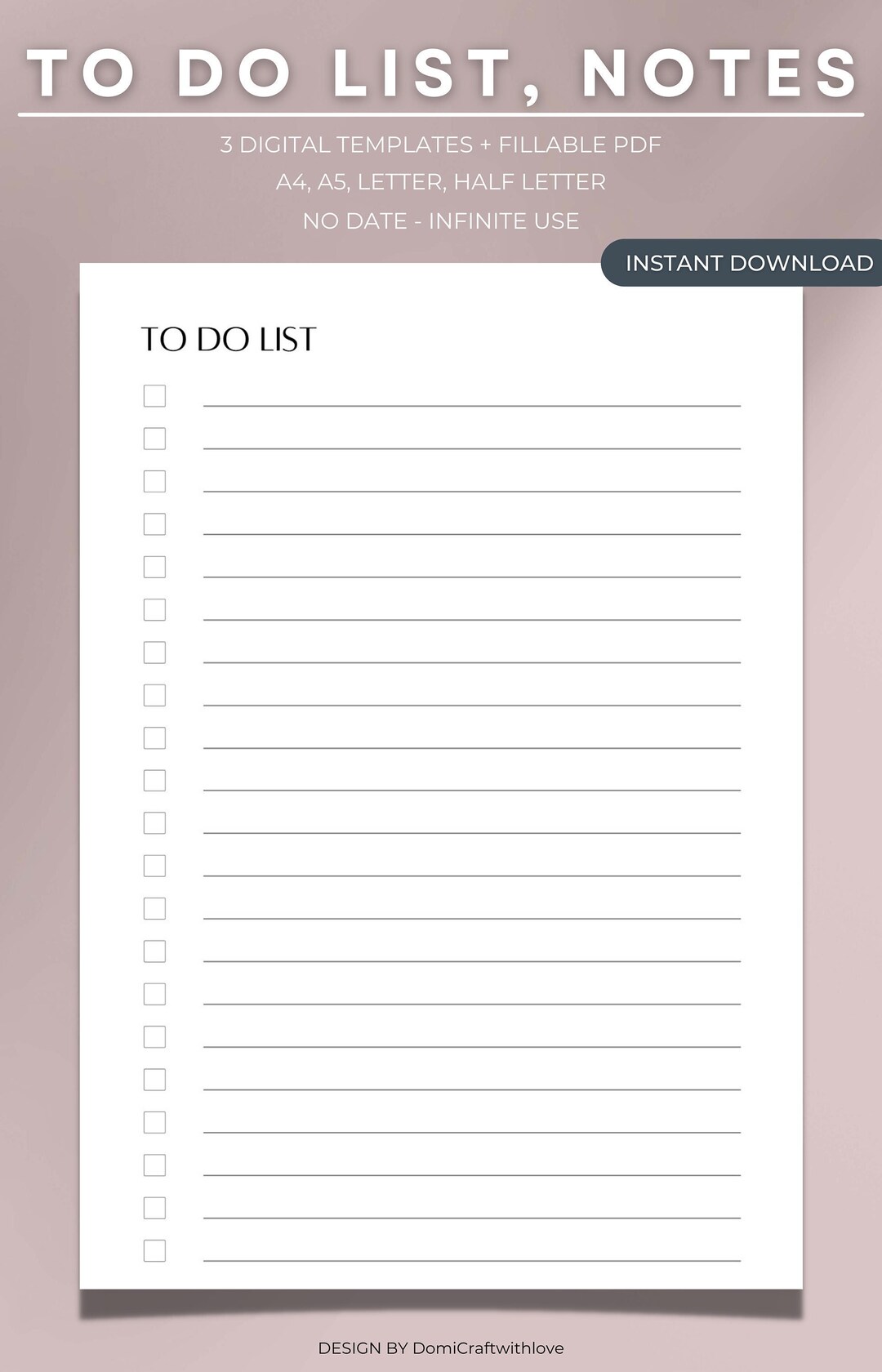TO DO LIST, Notes Lines, Notes Dots, Printable, Pdf, Task List, Work ...