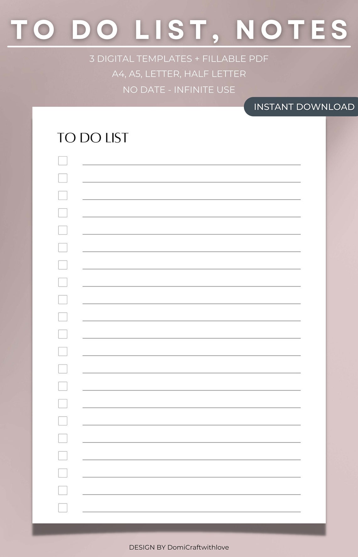 TO DO LIST Notes Lines Notes Dots Printable Pdf Task - Etsy