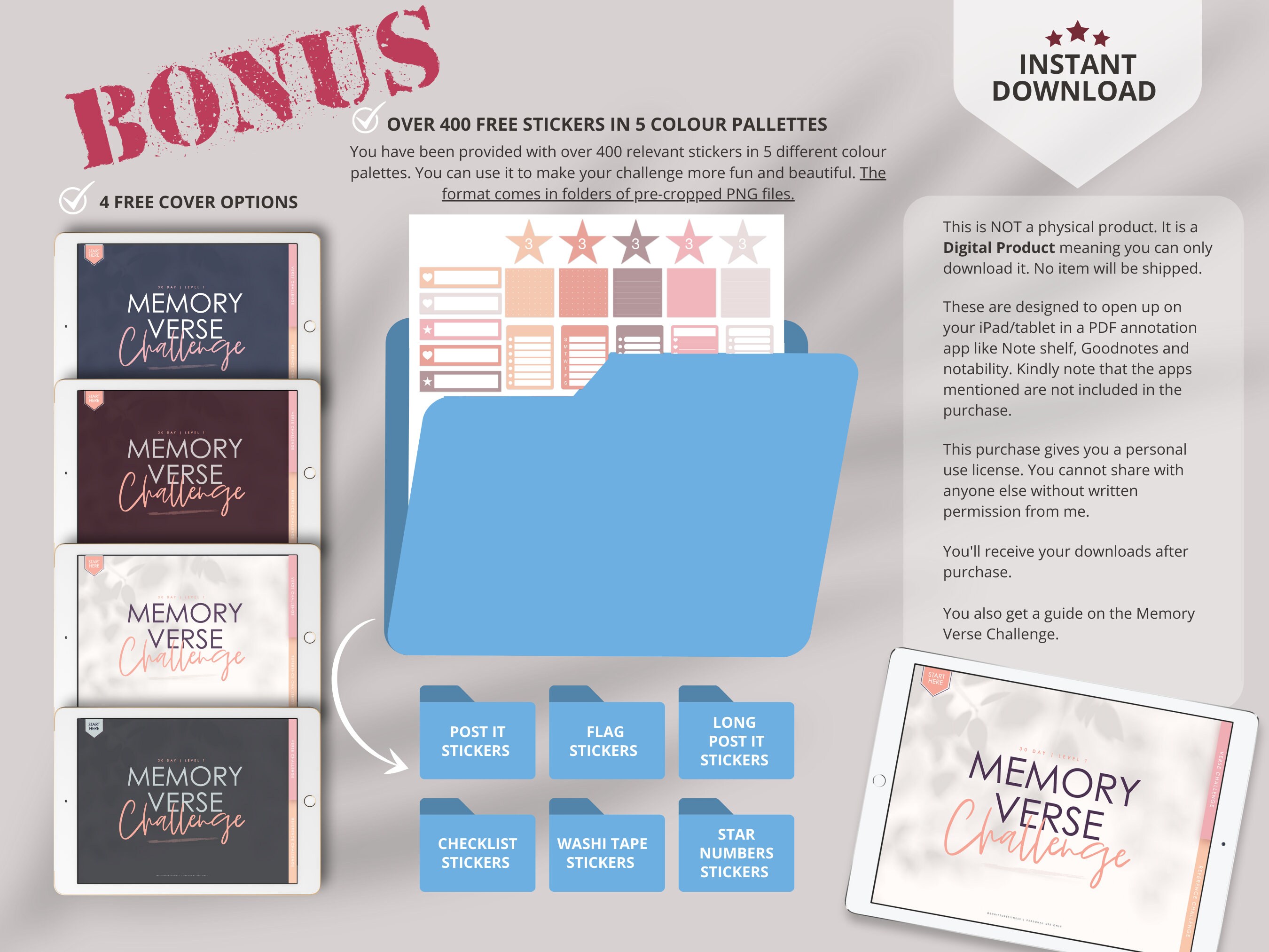 30 Day Memory Verse Challenge LEVEL 1 Digital Scripture - Etsy