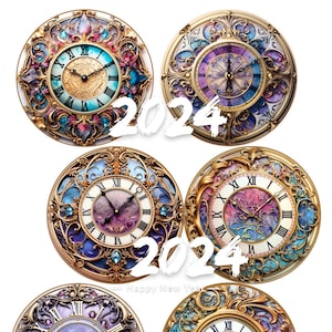 12 Purple Clock Faces, Digital Collage Clock Face, Instant Download ...