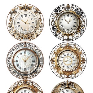 12 Clock Faces, 3,2 Inch Circles, Digital Collage ATC Cards, Instant ...