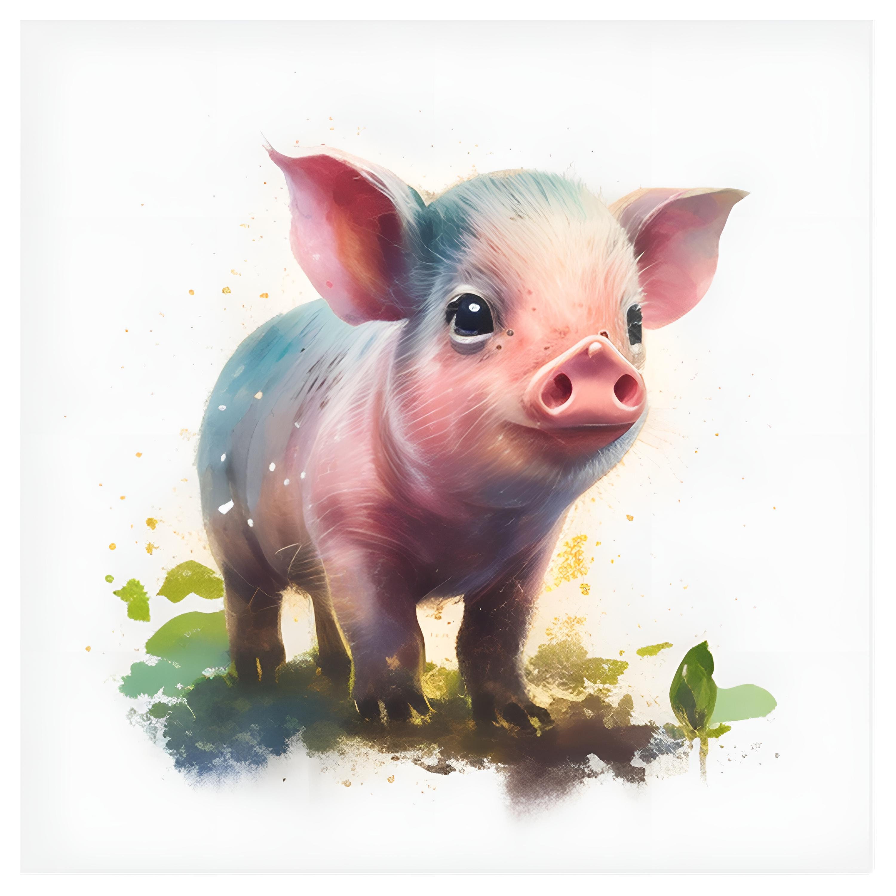 8 Watercolor Cute Pigs Digital Images, Pig Clipart, Digital Download ...