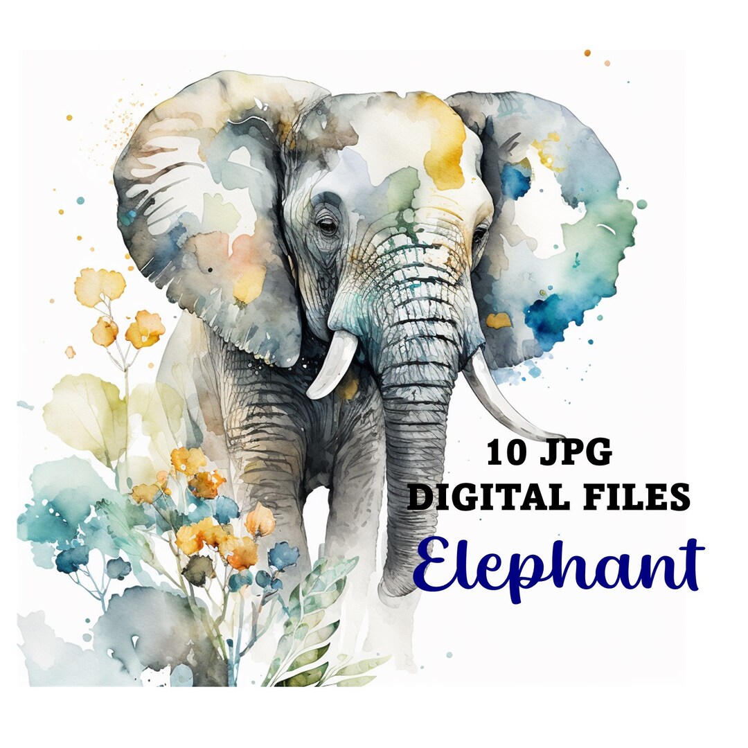 10 Watercolor Elephant Digital Images Free Commercial Use - Etsy