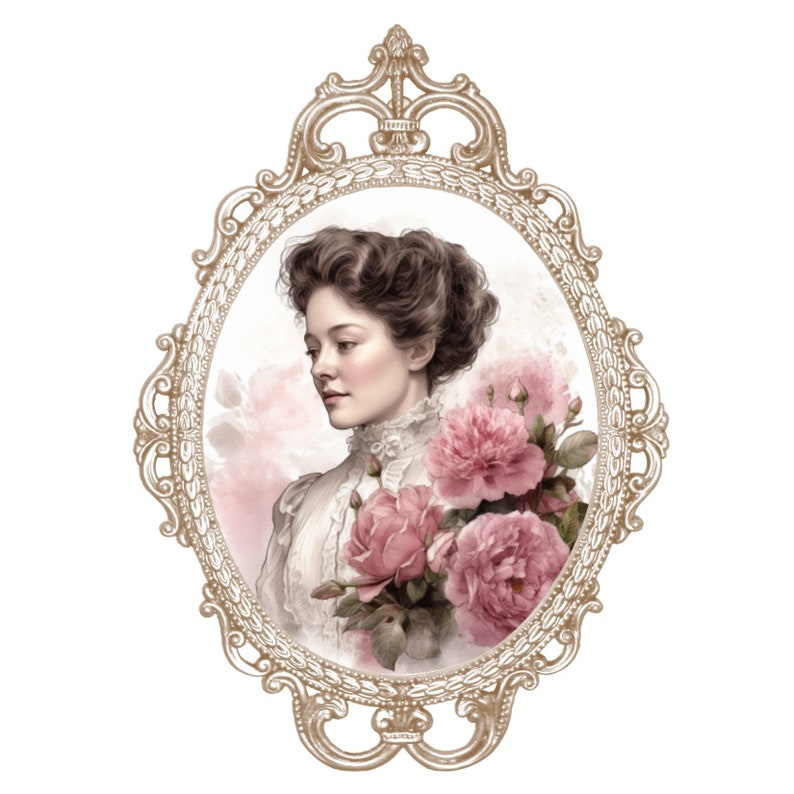 15 Victorian Ladies in Pink Portrait in the Frame JPG Files - Etsy