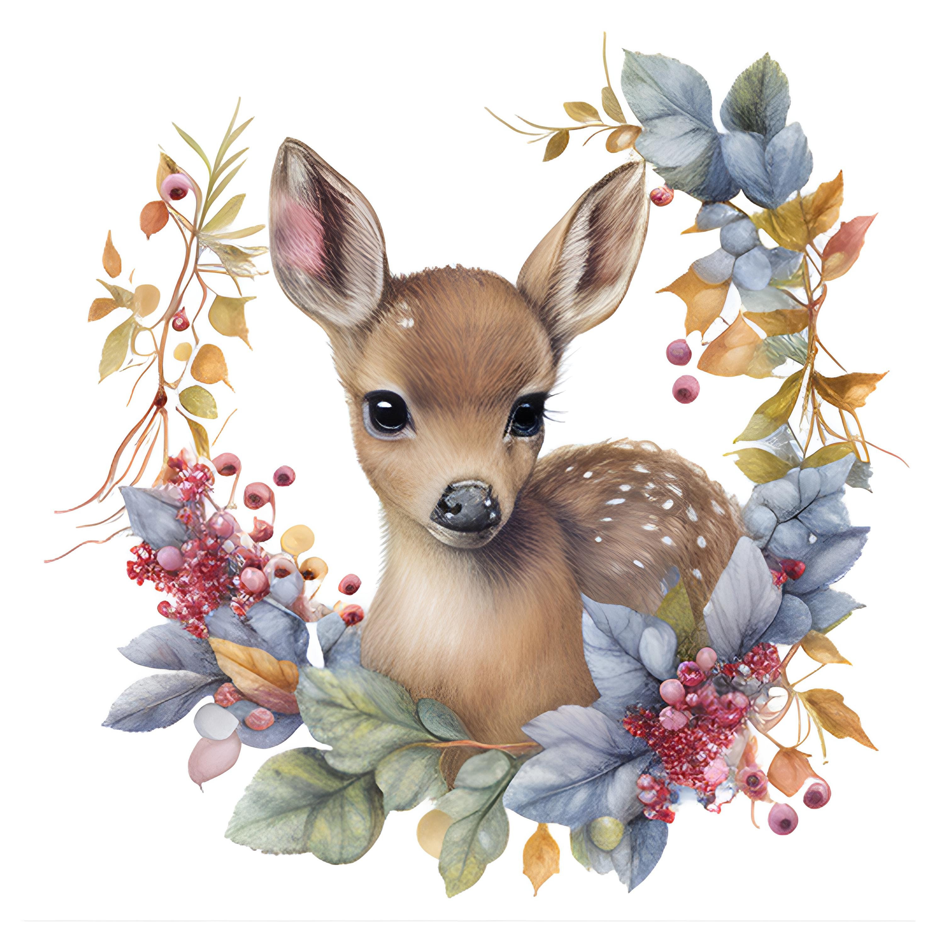 8 Watercolor Cute Fawn Digital Images Fawn Clipart Digital - Etsy