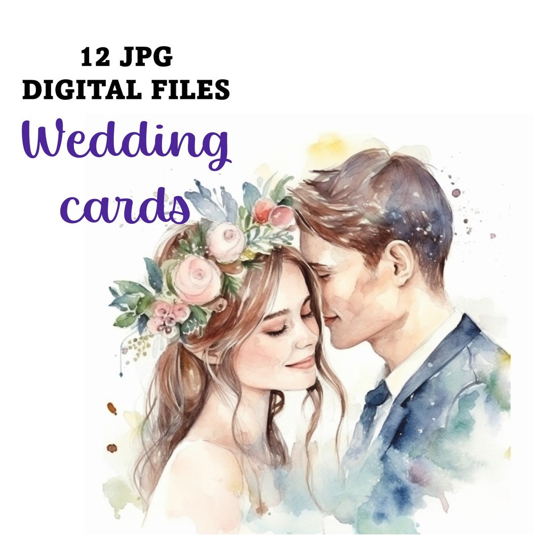 12 Wedding Cards Digital Download, Wedding Art for Free Commercial Use ...
