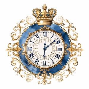 12 JPG Royal Blue Clock Faces, 3,35 Inch Circles, Digital Collage Sheet ...