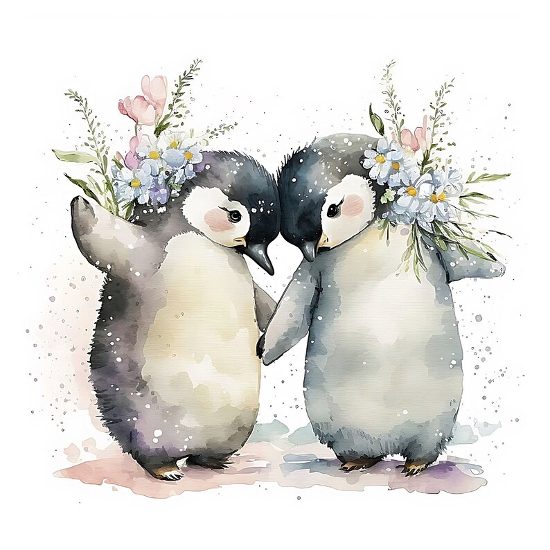 12 Cute Penguin Digital Images for Free Commercial Use, Watercolor ...