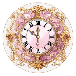 12 JPG Pink Princess Clock Faces, 3,2 Inch Circles, Digital Collage ...