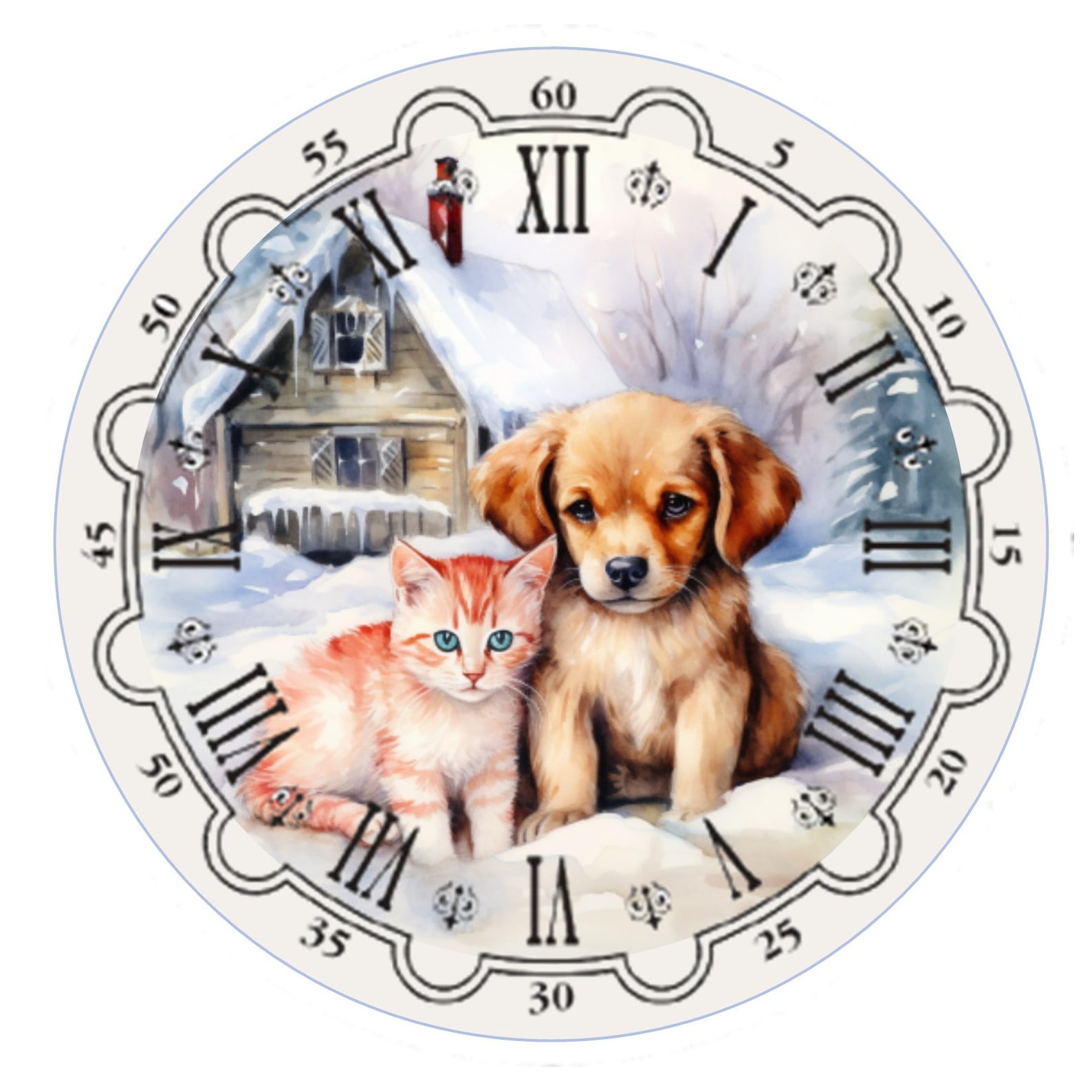 16 JPG Christmas Clock Face Clipart, Digital Download, Christmas ...