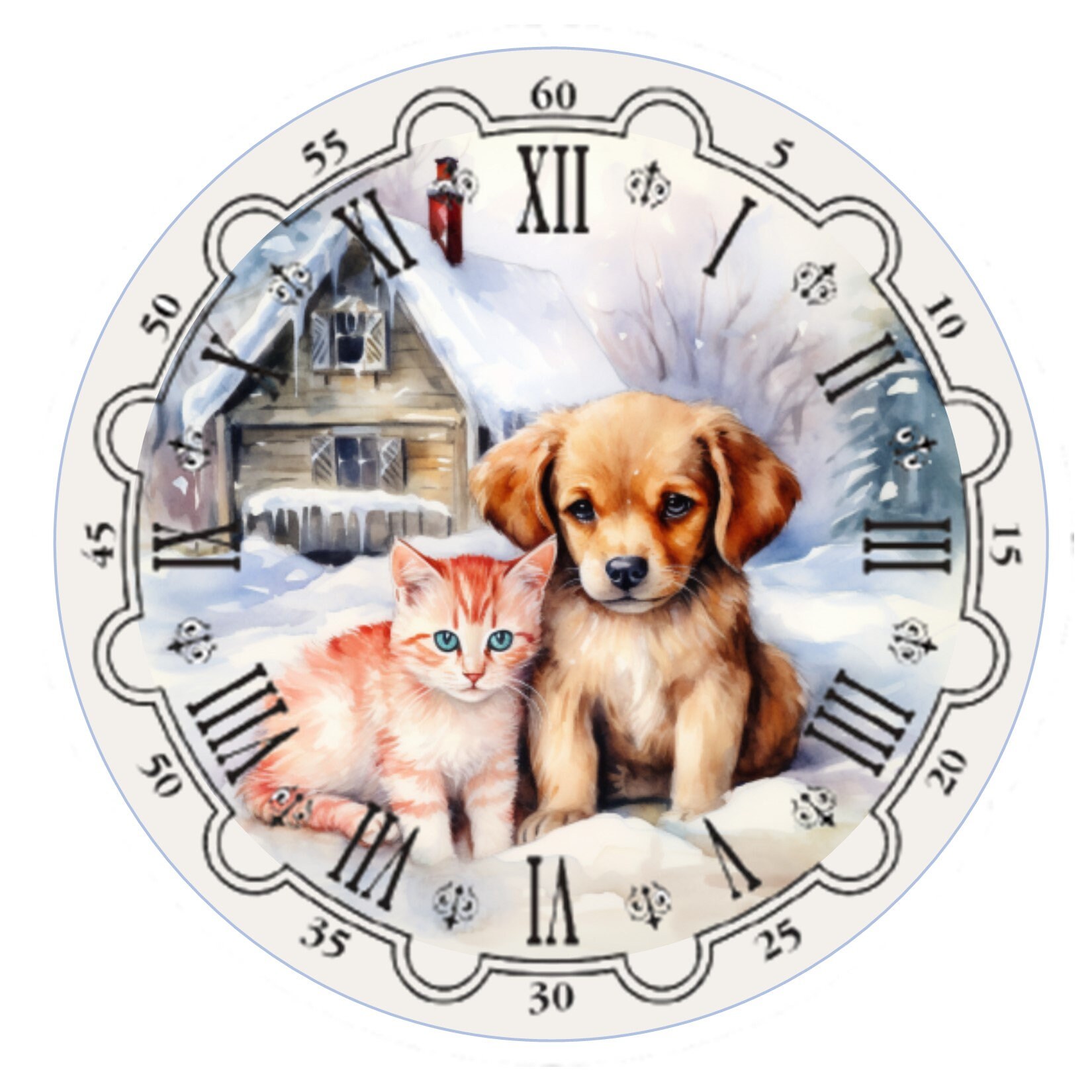 16 JPG Christmas Clock Face Clipart Digital Download - Etsy
