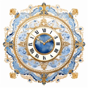 12 JPG Royal Blue Clock Faces, 3,35 Inch Circles, Digital Collage Sheet ...