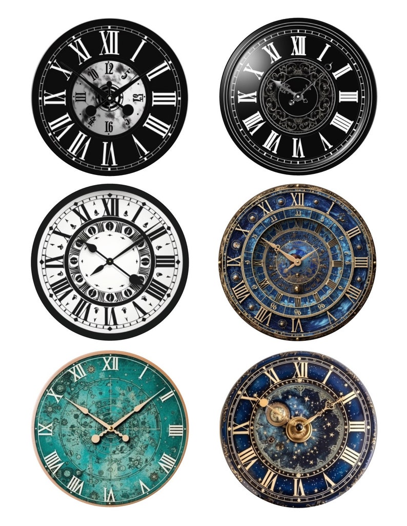 30 Vintage Clock Faces 335 Inch Circles Digital Collage - Etsy