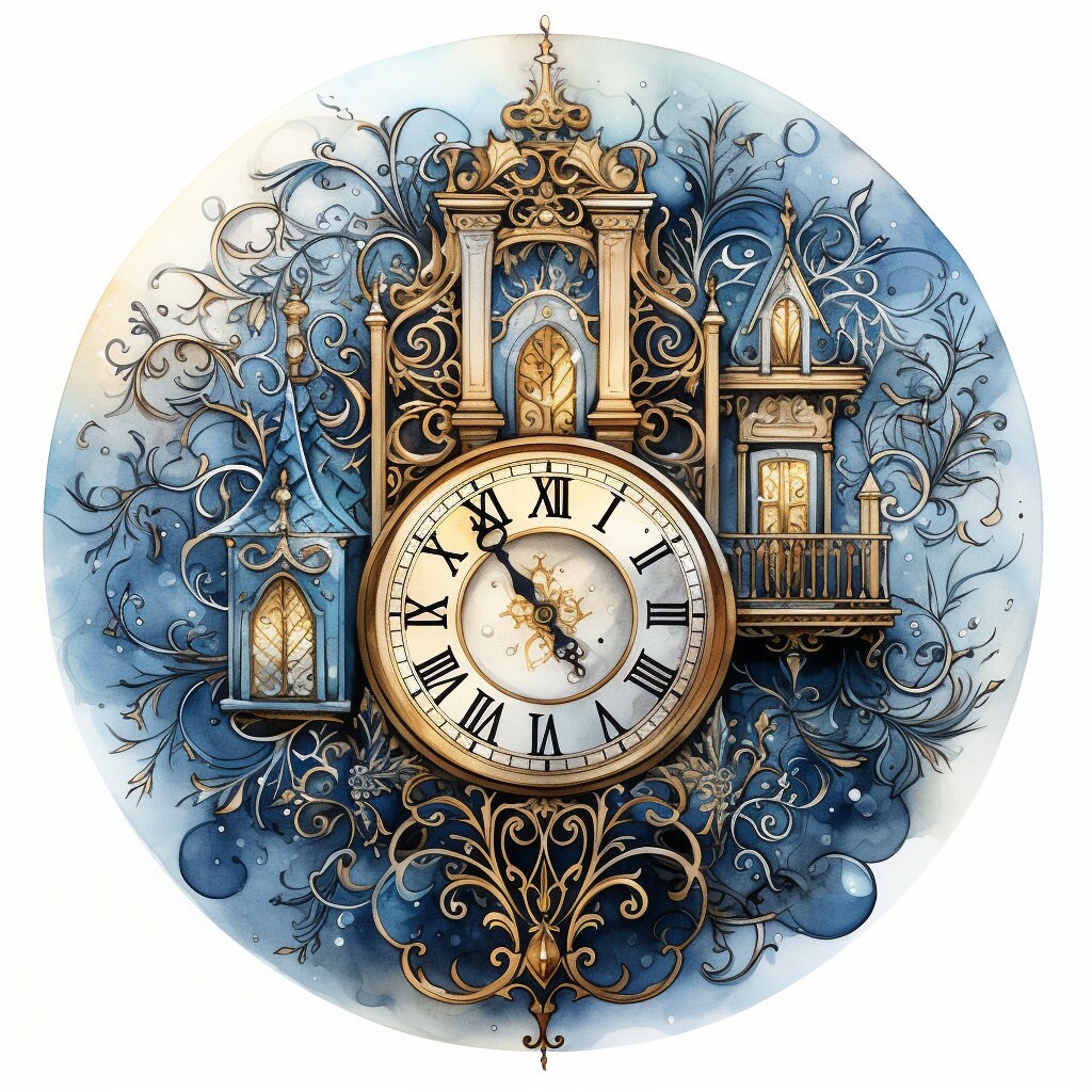 Blue Fairy Tale Clock Faces, 3,2 Inch Circles, Digital Collage Sheet ...