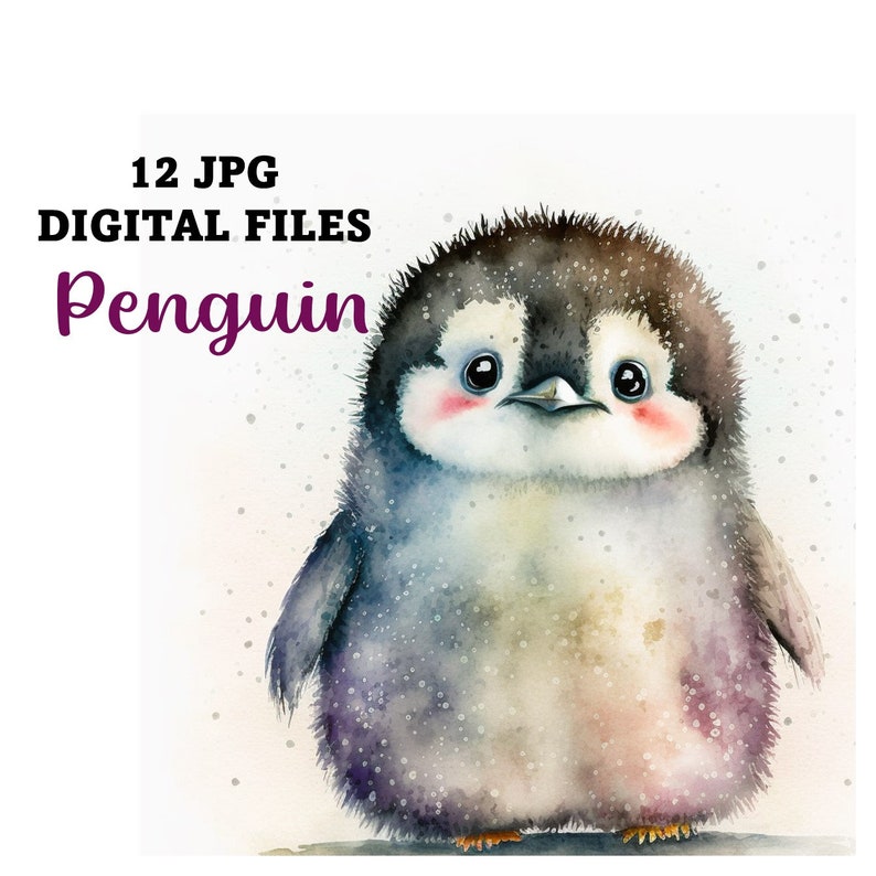 12 Cute Penguin Digital Images for Free Commercial Use, Watercolor ...
