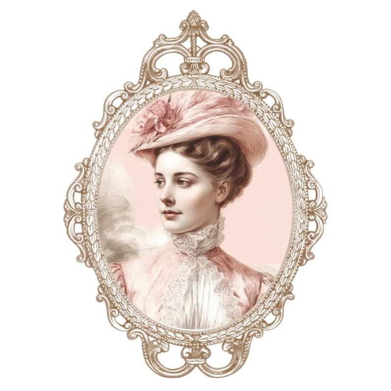 15 Victorian Ladies in Pink Portrait in the Frame JPG Files - Etsy