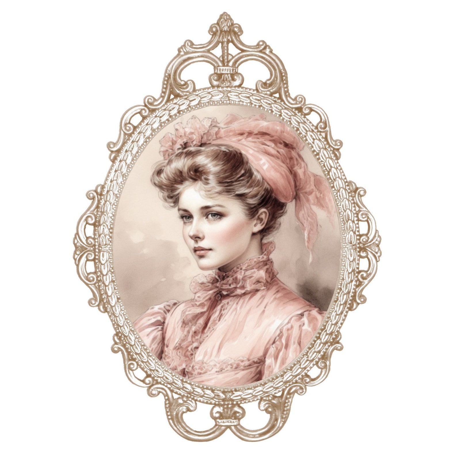 15 Victorian Ladies in Pink Portrait in the Frame JPG Files - Etsy