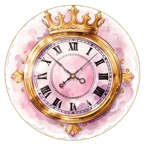12 JPG Pink Princess Clock Faces, 3,2 Inch Circles, Digital Collage ...