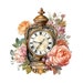 12 Floral Vintage Clock Clipart, Digital Scrapbook Picture, Instant ...